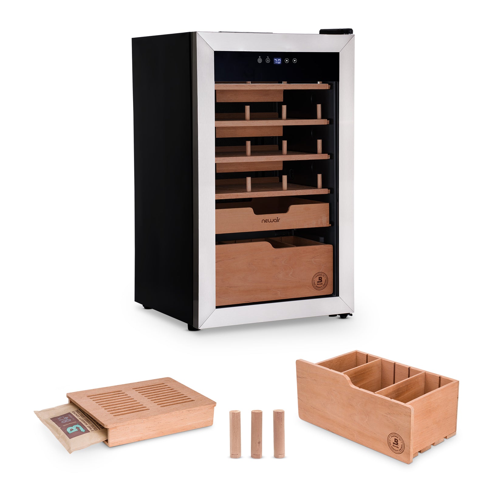 Newair® x Boveda Electric Cigar Humidor with Opti-Temp™ Technology, 500 ...