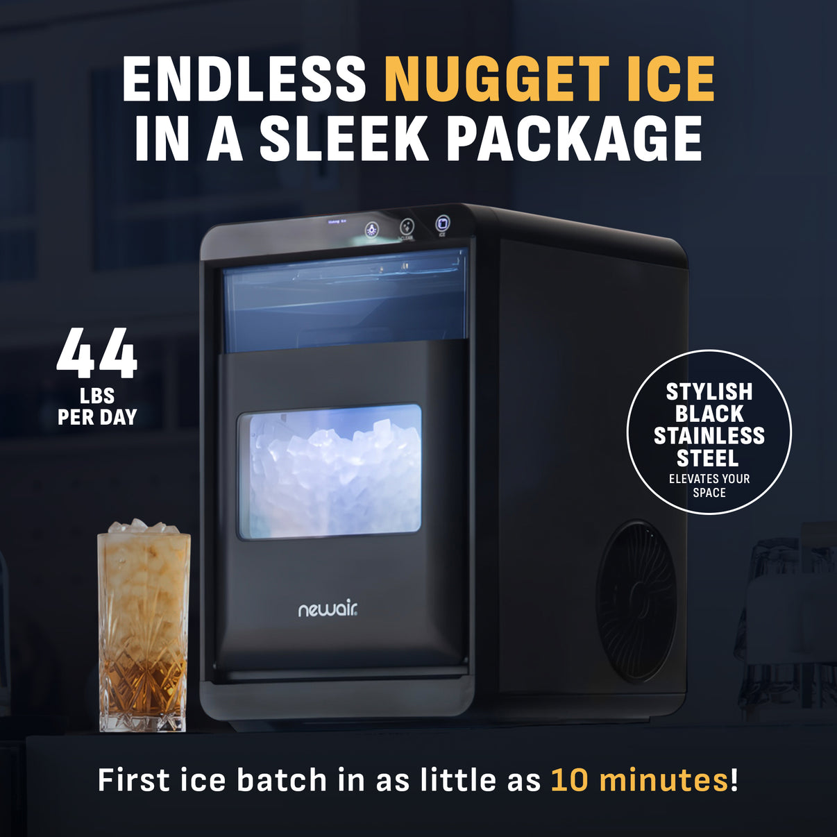 Newair® Countertop Ice Maker Nugget Ice, 44 lbs/24 hours