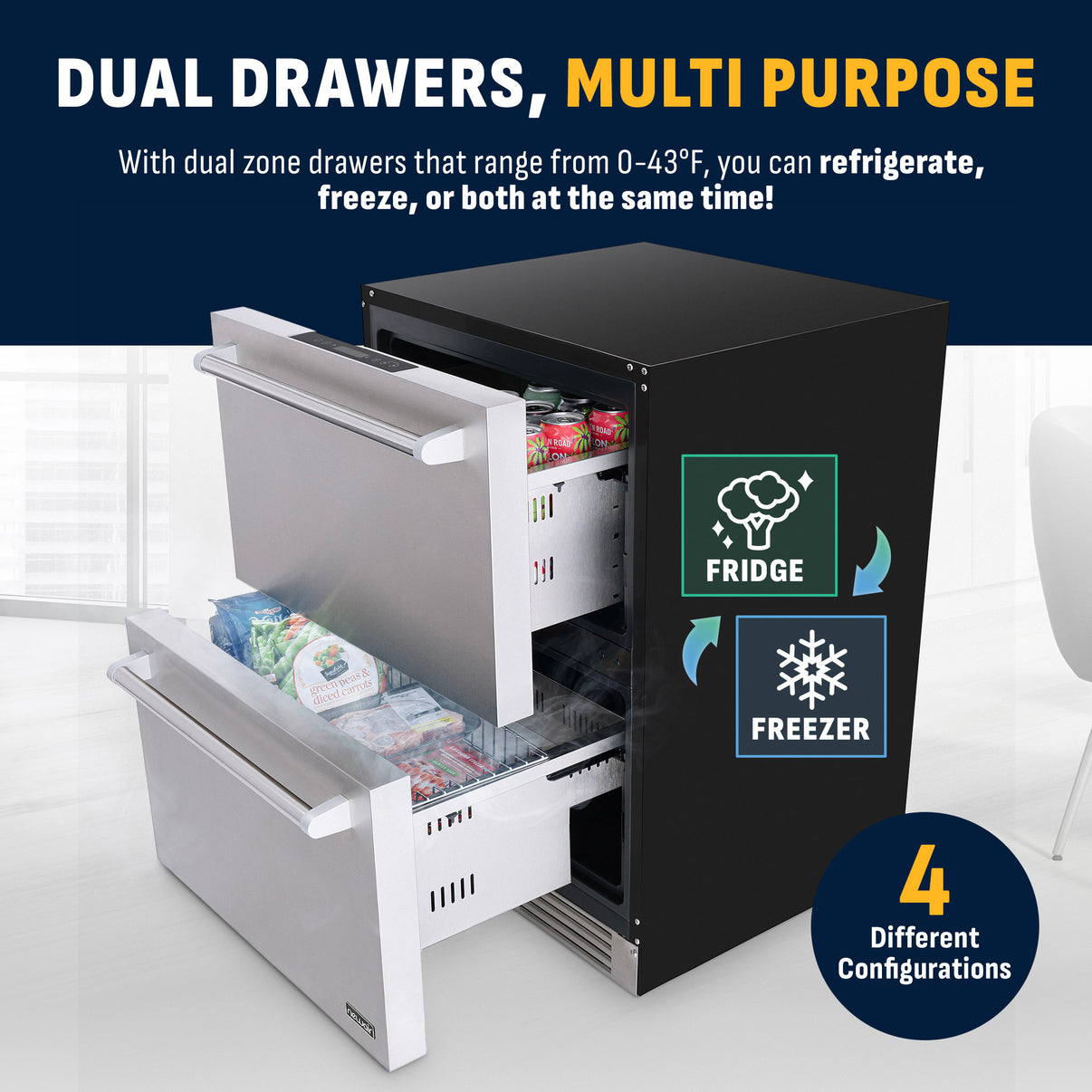 Newair® Undercounter Dual Zone Freezer & Refrigerator - 24"